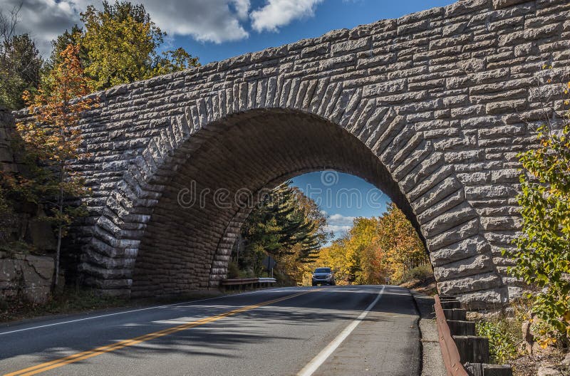 The Stone Arch Bridge during Autumn Stock Image - Image of colors ...