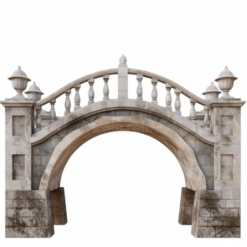 Stone Arch Bridge with Decorative Railings and Lamps. Stone Arch Bridge ...