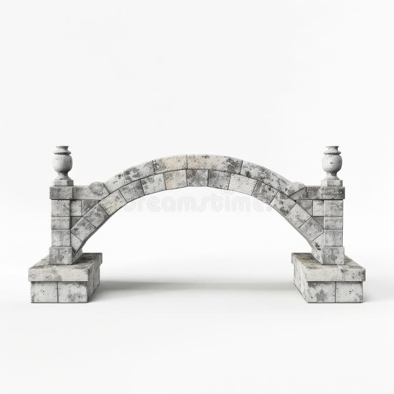 Stone Arch Bridge on Isolated Background. Ancient Stone Arch Bridge ...