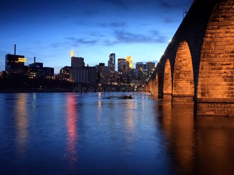 Stone Arch Bridge in Minneapolis Stock Image - Image of river, bridge ...