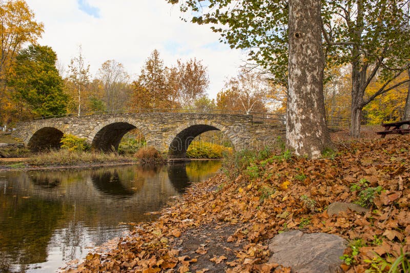 Stone Arch Bridge NY stock image. Image of year, fall - 88790193