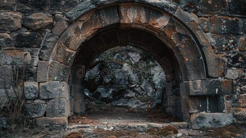 A Stone Arch Built into a Stone Wall, with Texture and Detail Stock ...