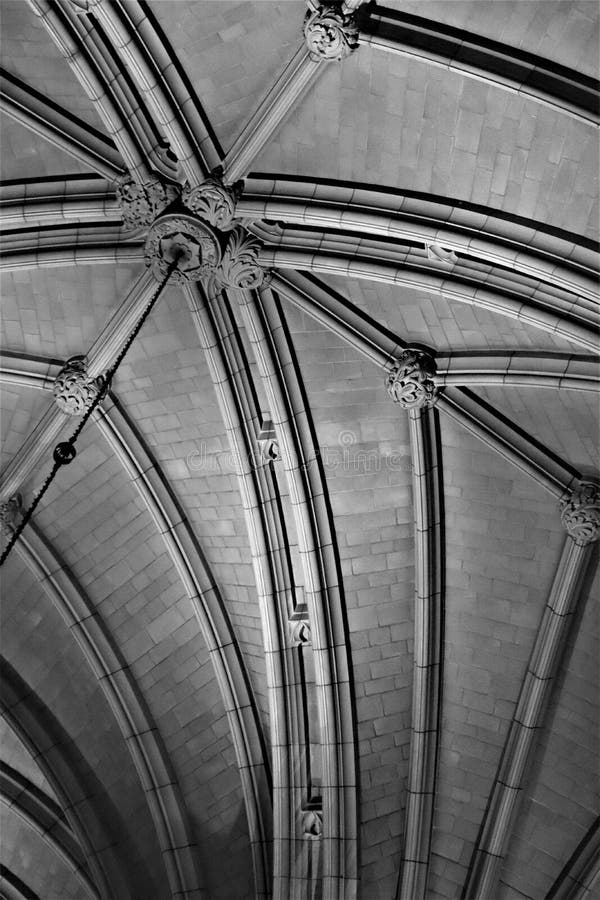 Stone Arch Ceiling with Ribs and Rosettes Stock Photo - Image of ...
