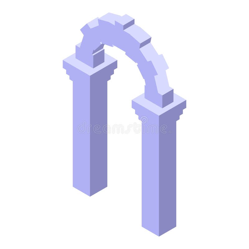 Stone Arch Connecting Two Pillars in Isometric View Stock Vector ...