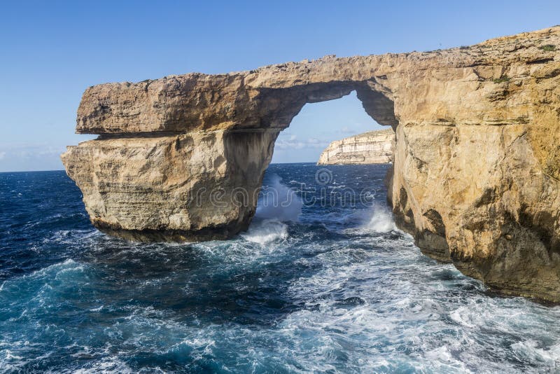 Stone Arch at Dweja on Gozo, Malta Stock Image - Image of hole, window ...