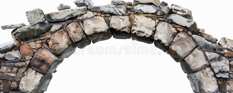 Stone Arch Made of Varied Rocks Against White Background Stock Photo ...