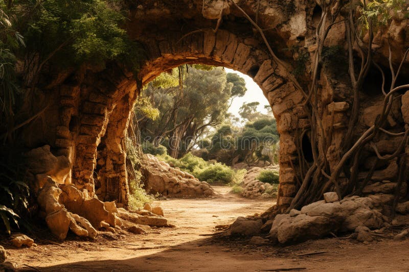 Stone Arch in the Middle of the Dry Steppe. Generative AI Stock Image ...