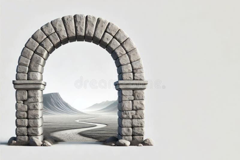 Stone Arch Overlooking the Winding Road. Space for Text. Stock Photo ...