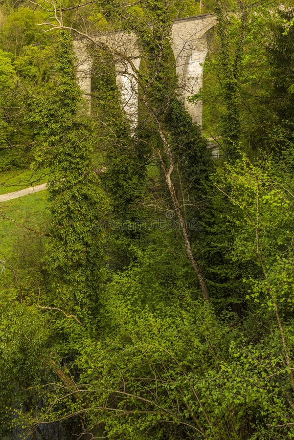 A Stone Arch Railway Bridge To Cross a Deep Narrow Valley Stock Image ...