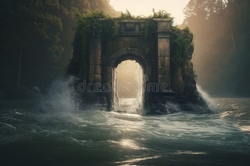 Stone Arch River Water. Generate Ai Stock Illustration - Illustration ...
