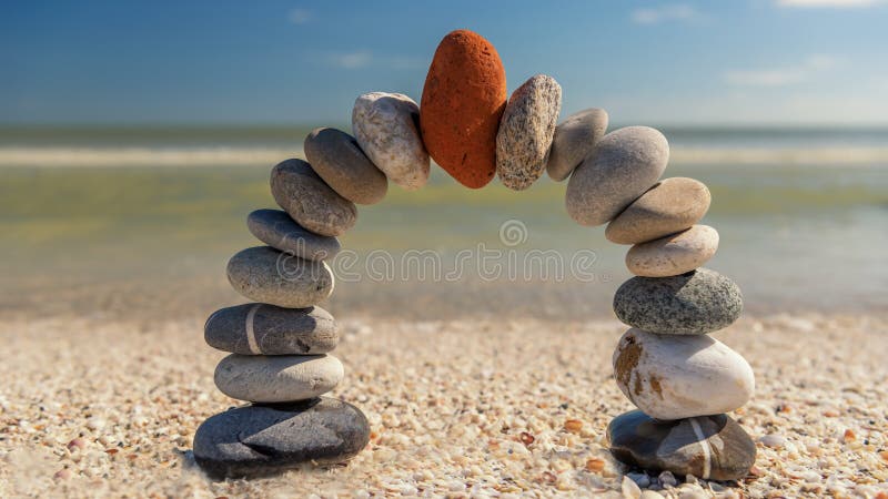 Stone Arch Sea Shells Sea Red Top Travel Zen Connect Stock Image ...