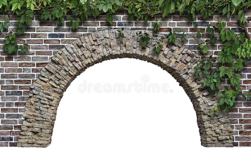 Stone Arch in the Wall Isolated on White Background Stock Image - Image ...