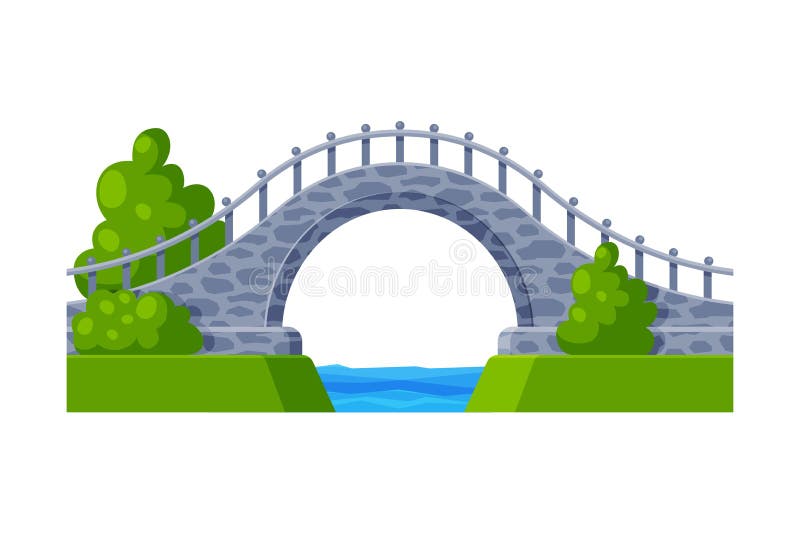 Stone Arched Bridge, Architectural Design Element Flat Vector ...
