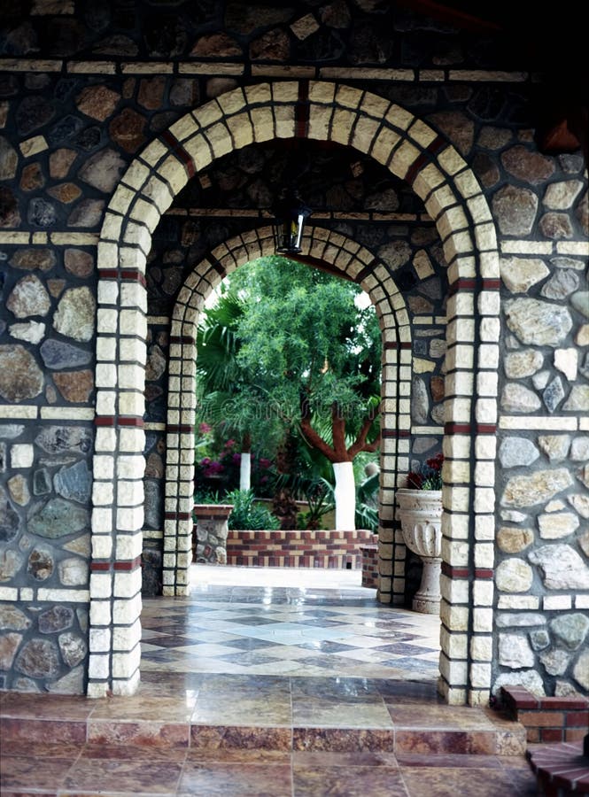 Stone Arched Passageway stock image. Image of trees - 118439807