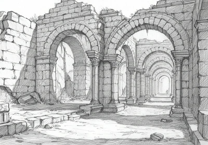 Stone Arches and Columns Form a Series of Interconnected Structures in ...