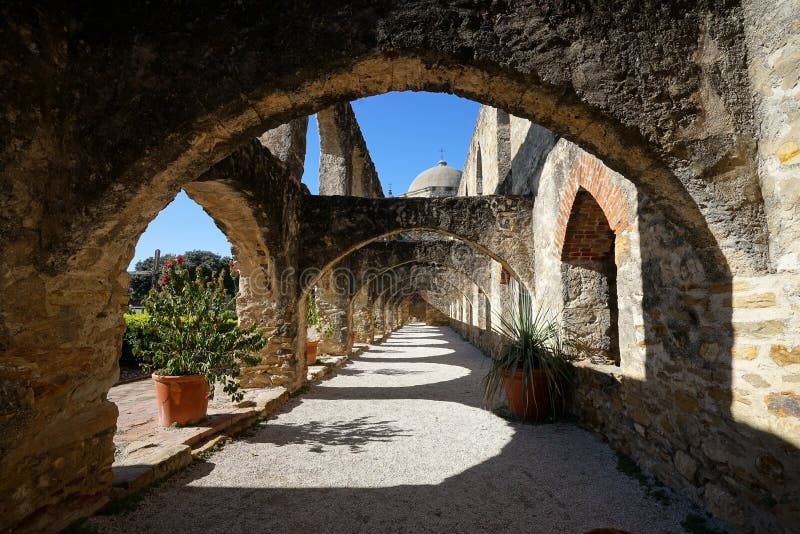 Stone arches in Texas stock image. Image of chapel, spanish - 71387901