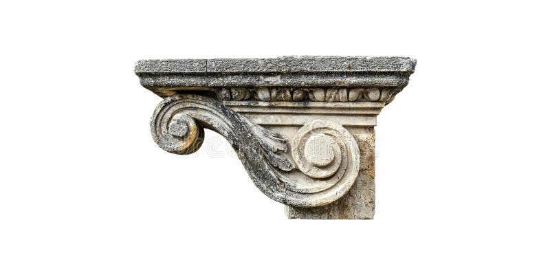 Stone Architectural Capital with Ornate Scroll Isolated on Transparent ...