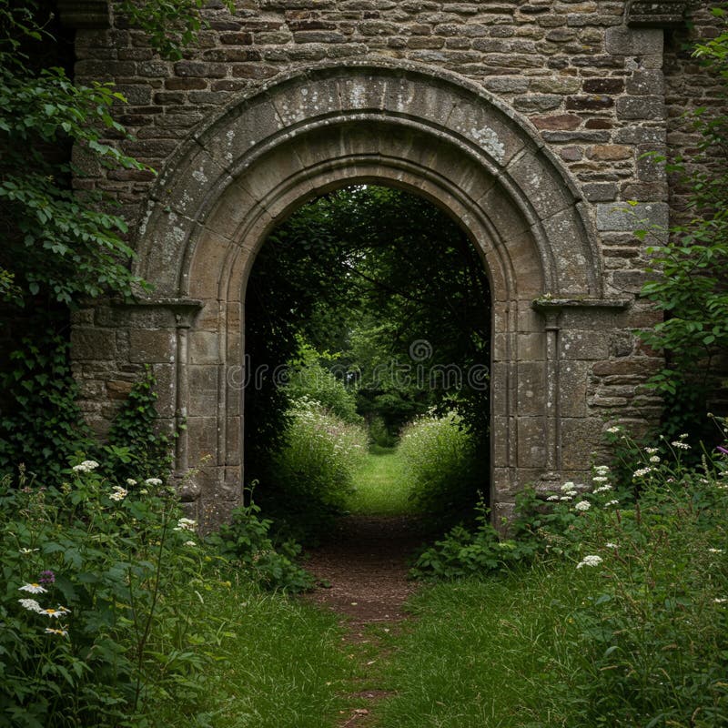 A Stone Archway, Constructed from Rustic Bricks with Visible Aging and ...