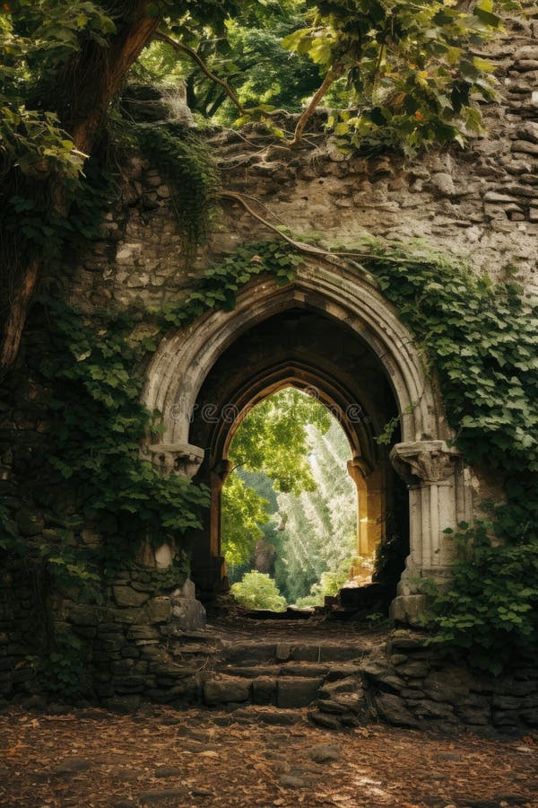 A Stone Archway with Ivy Growing on it Stock Illustration ...