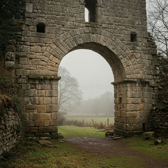 Stone Archway Made of Large, Rectangular Blocks, Weathered and Covered ...