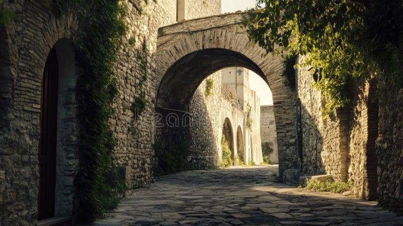 Stone Archway Walking Path through Ruins Stock Photo - Image of ancient ...