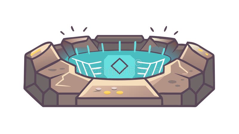 Stone Arena with Glowing Center, Gaming Platform. Vector Design ...