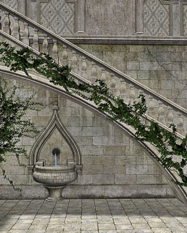 A stone atrium stock illustration. Illustration of leaves - 9073379