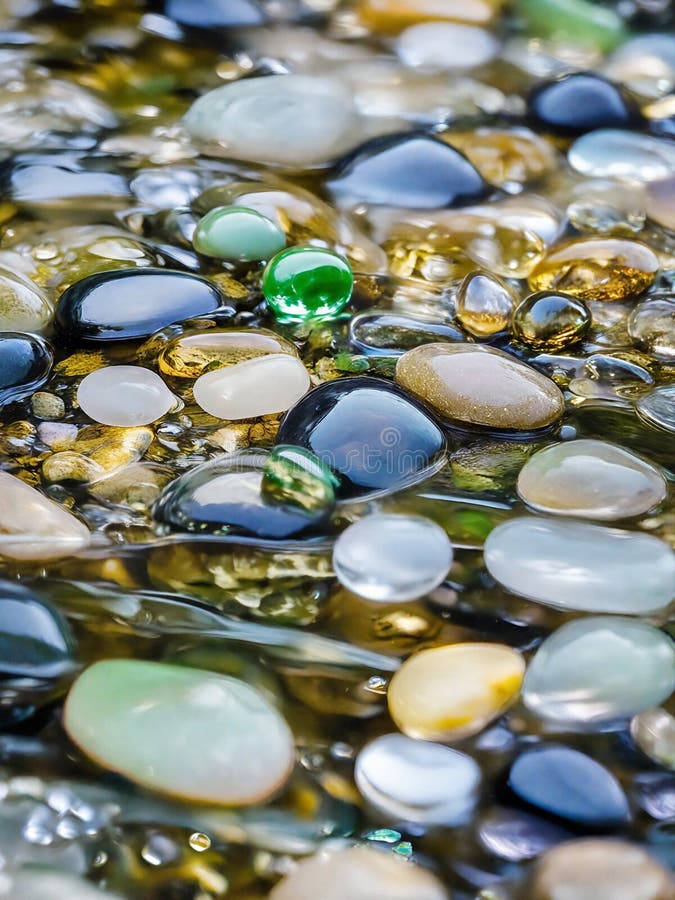Stone Background, Shining Small Pebbles in the River Like Jade Stones ...