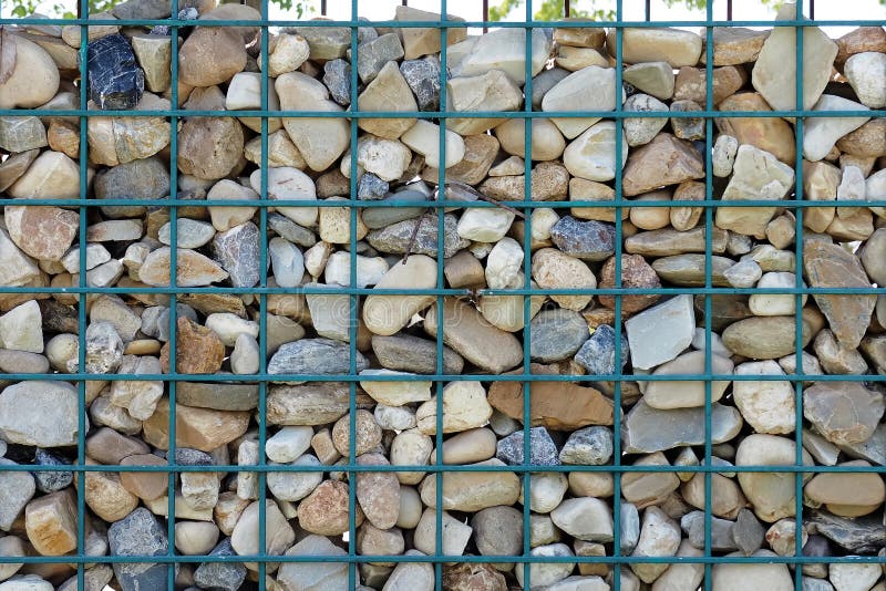 Stone Background in Steel Cage Stock Image - Image of gabion, natural ...