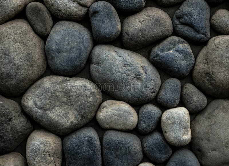 Stone Background. Wall of Rounded Pebbles Stock Image - Image of ...