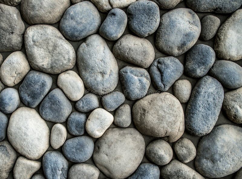 Stone Background. Wall of Rounded Pebbles Stock Image - Image of ...