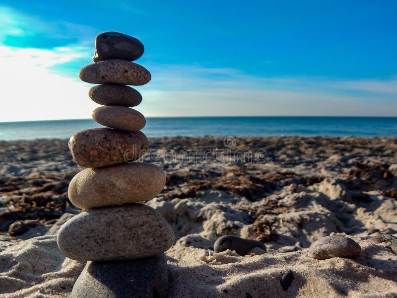 Stone balance on the beach stock photo. Image of beach - 234302838