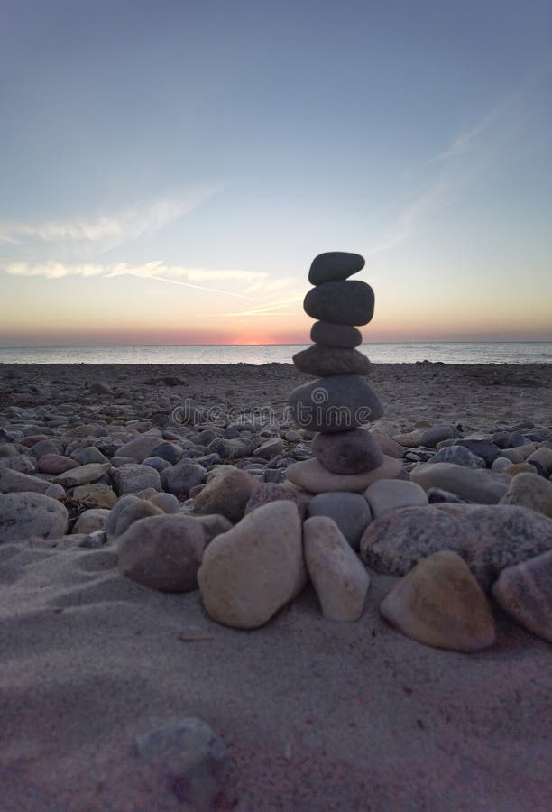 Stone Balance on the Beach of the Baltic Sea Stock Photo - Image of ...