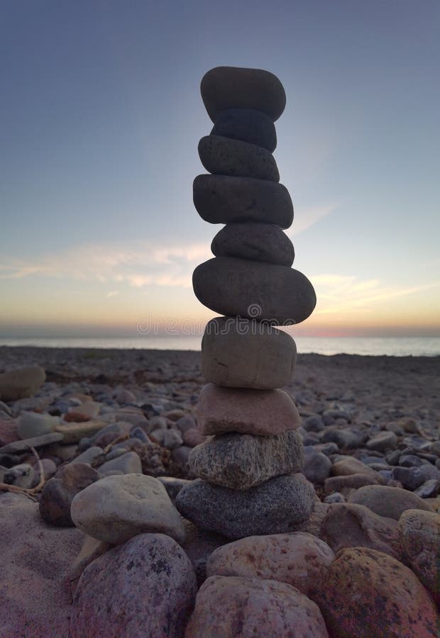 Stone Balance on the Beach of the Baltic Sea Stock Image - Image of ...