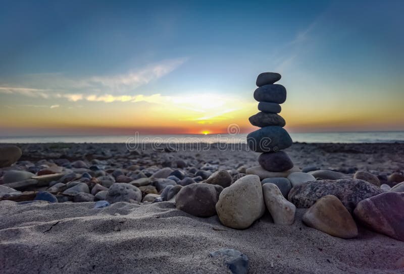 Stone Balance on the Beach of the Baltic Sea Stock Image - Image of ...