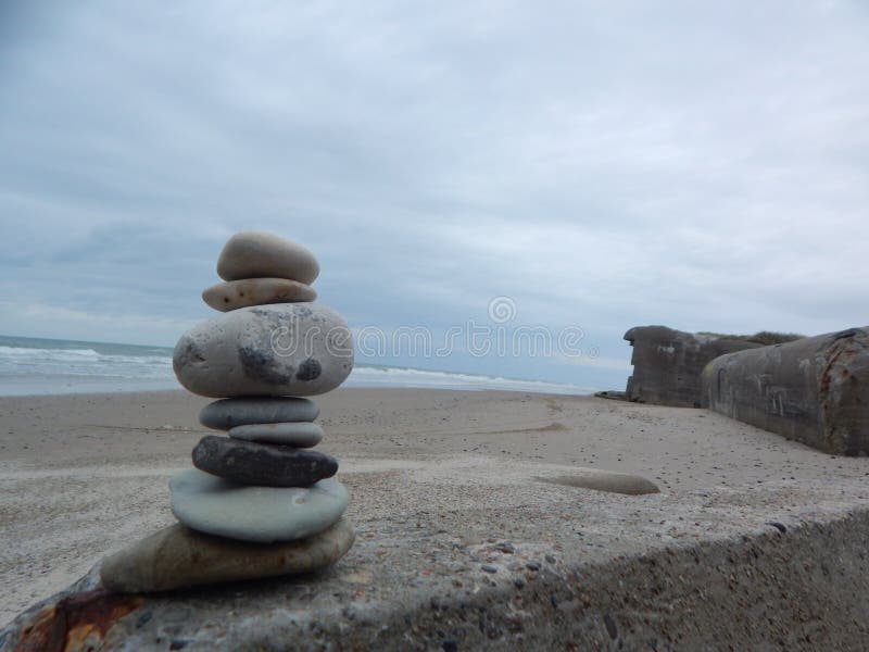 Stone Balance on the Beach of Denmark Stock Image - Image of rock ...
