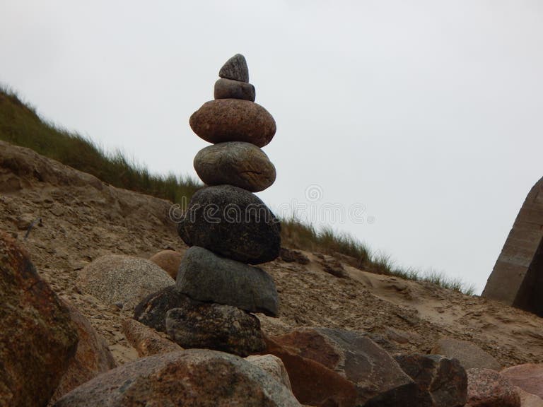 Stone Balance on the Beach of Denmark Stock Image - Image of sculpture ...