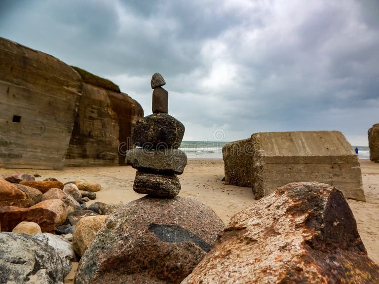 Stone Balance on the Beach of Denmark Stock Image - Image of monolith ...