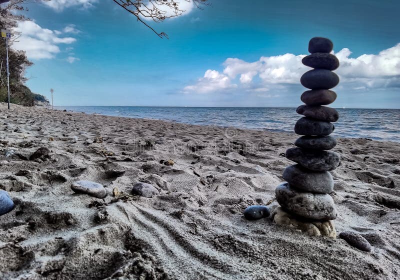 Stone balance in nature stock photo. Image of dawn, cloud - 259044228