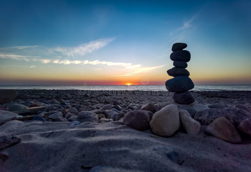 Stone balance in nature stock photo. Image of coast - 259044230