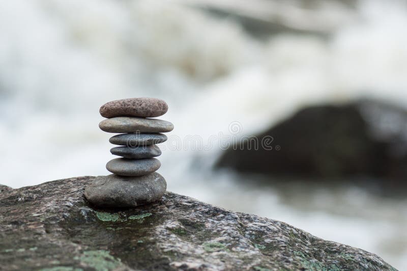 Stone Balance on Rock in Border River Stock Photo - Image of balance ...