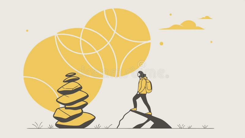 Stone Balancing Figure, Zen Art and Mindfulness Practice Vector Design ...