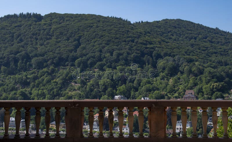 Stone Balcony Edge View on the Forest Hills in Heidelberg Stock Image ...