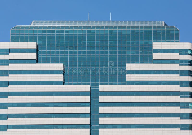 Stone Bands on Blue Glass Building Stock Image - Image of building ...
