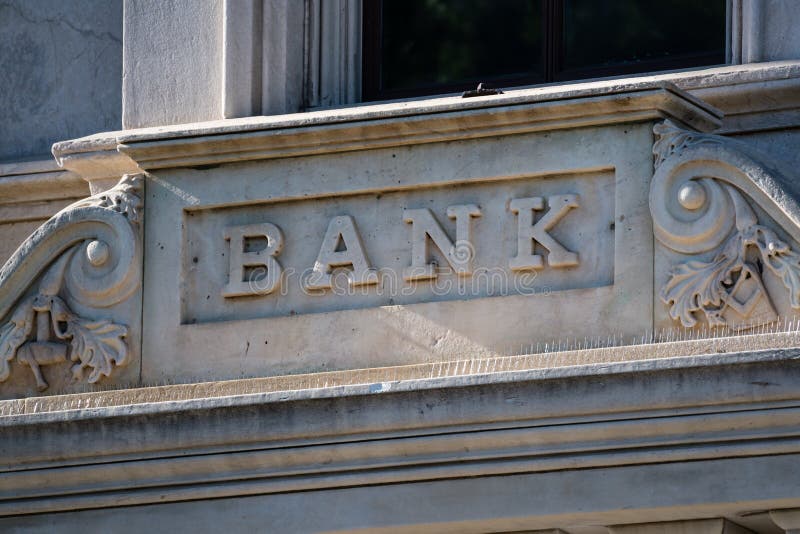 Stone Bank Sign stock photo. Image of finance, stone - 73226378
