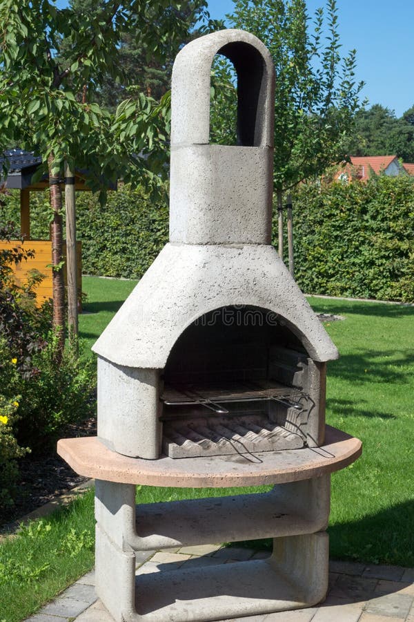 Stone barbecue stock image. Image of wooden, outside - 25981637