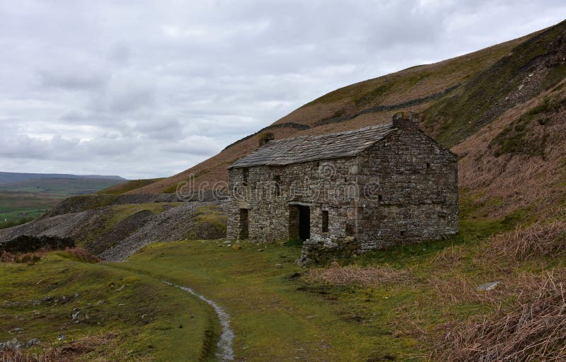 Stone Barn Under Thick Clouds in Mining Area Stock Photo - Image of ...