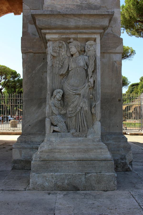 Stone Bas-relief of an Angel on the Gate of Constantine in Rome Stock ...