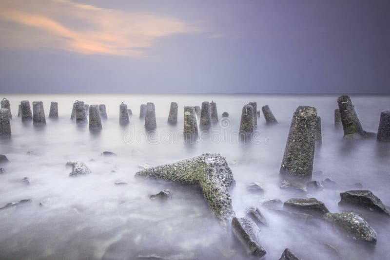 Stone at Beach Ocean View Landscape Stock Image - Image of beach, view ...