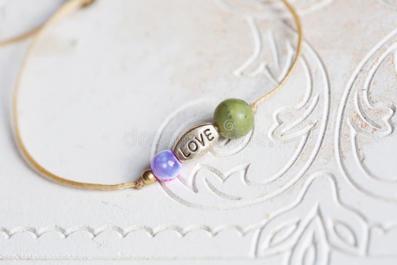 Stone Bead Waxed String Tiny Elegant Bracelet Stock Photo - Image of ...